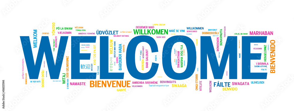 "WELCOME" Tag Cloud translated into many languages Stock Vector | Adobe ...
