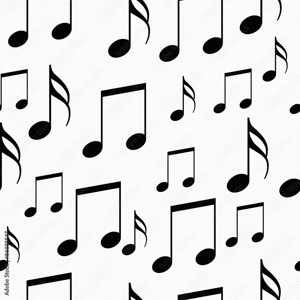 Black and White Music Notes Tile Pattern Repeat Background Stock ...