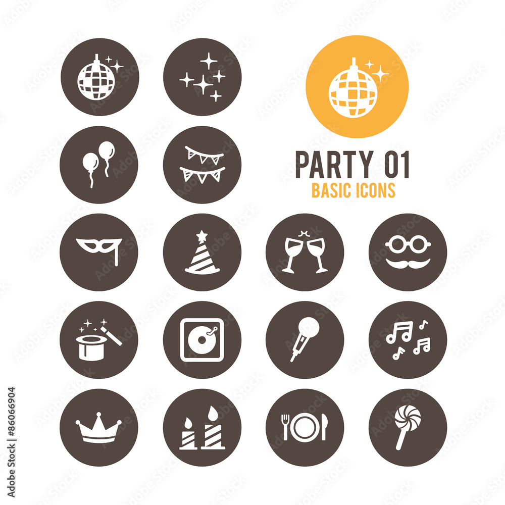 Party icon set. Vector illustration. Stock Vector | Adobe Stock