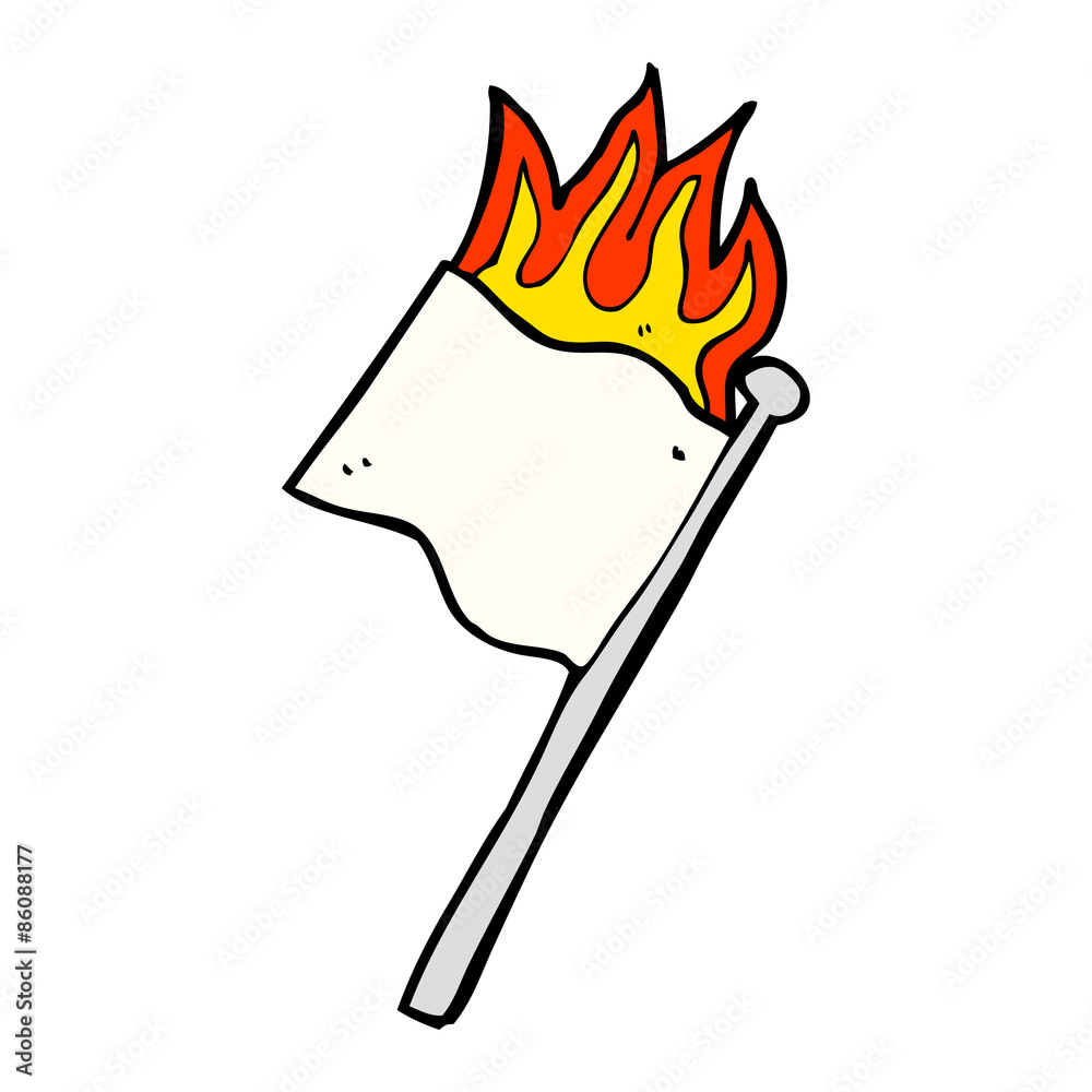 cartoon burning white flag Stock Vector | Adobe Stock