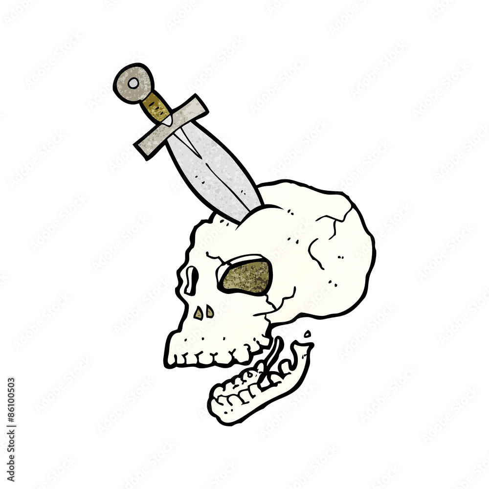 cartoon dagger stuck in skull Stock Vector | Adobe Stock