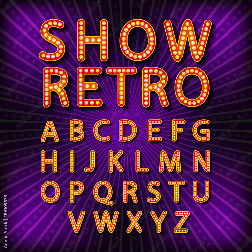 Vector set Retro neon sign, vintage billboard, bright signboard, light ...