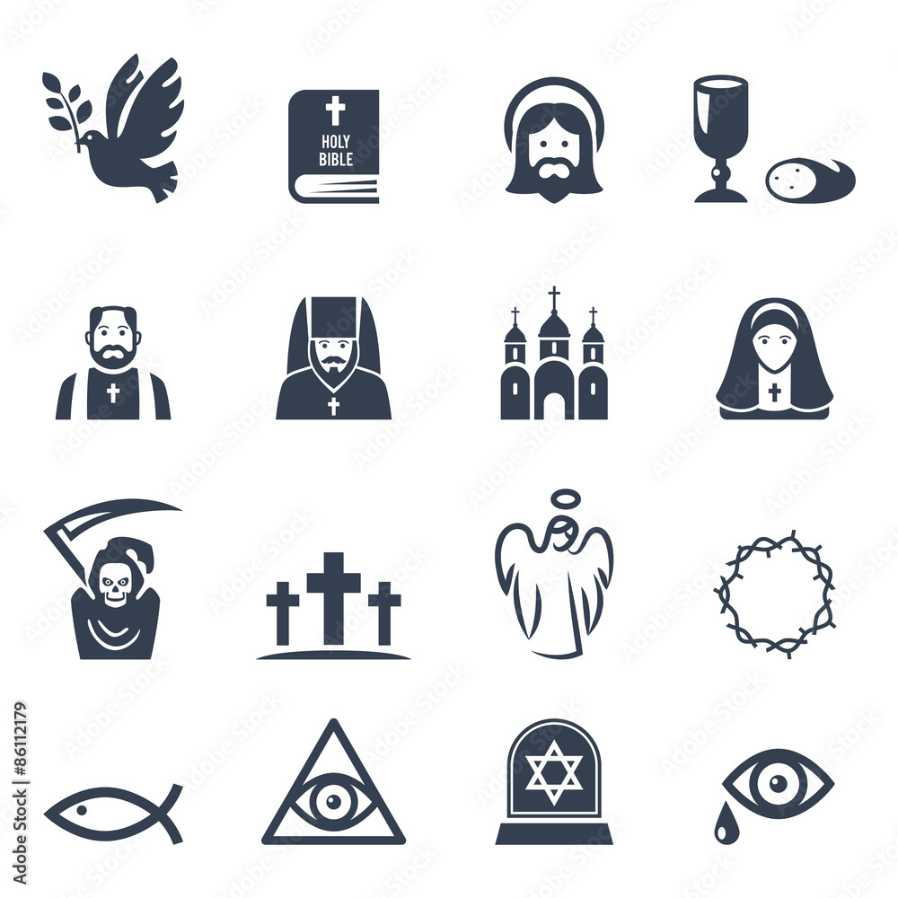Vector black religion icons set Stock Vector | Adobe Stock