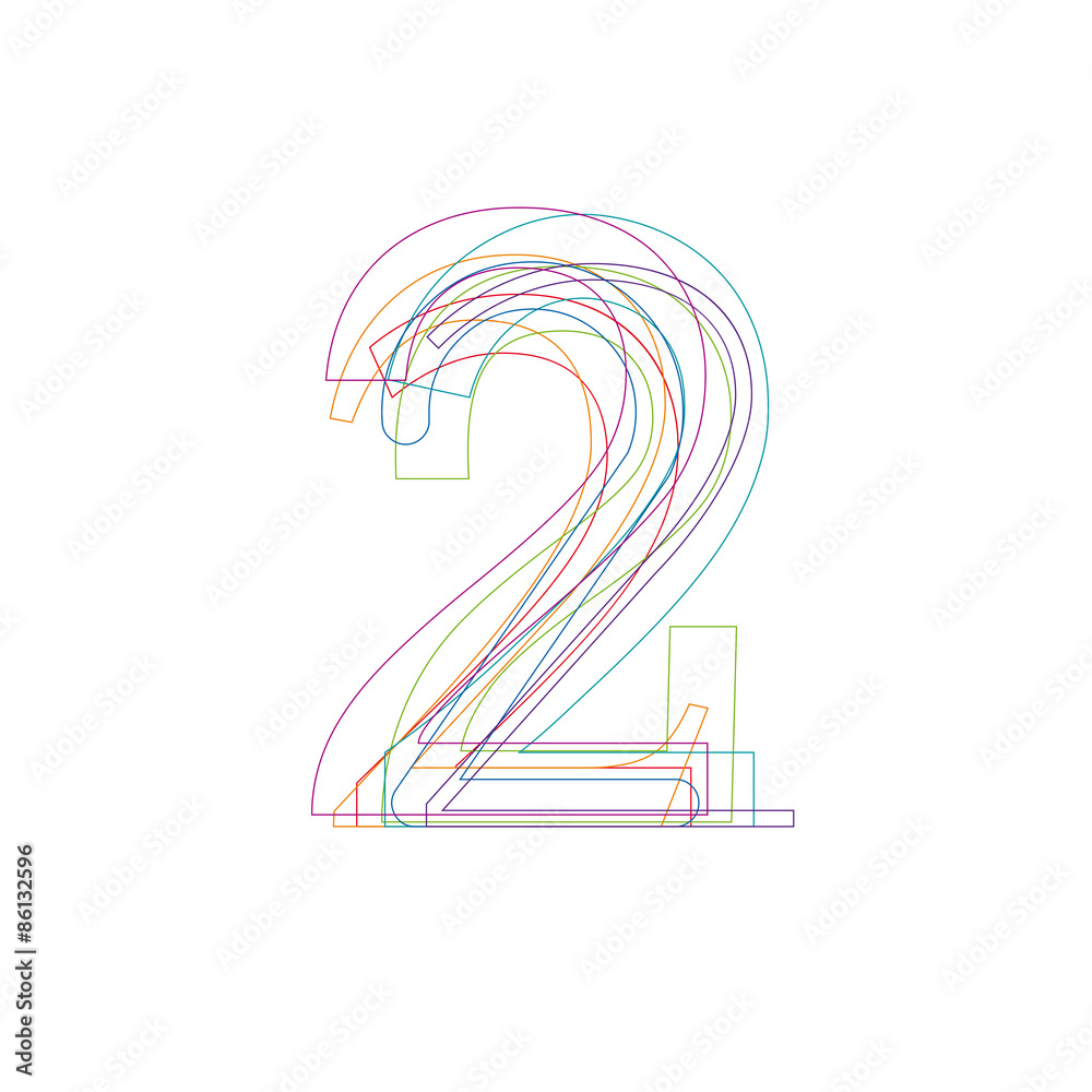 number 2 in outline Stock Vector | Adobe Stock