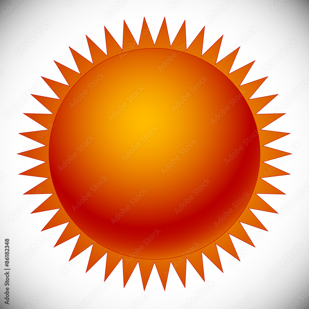 Orange-red sun shape isolated on white. Editable vector clip-art Stock ...