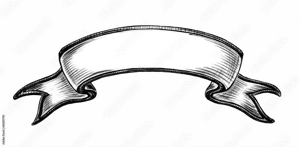 Ribbon comic style vector black and white Stock Vector | Adobe Stock