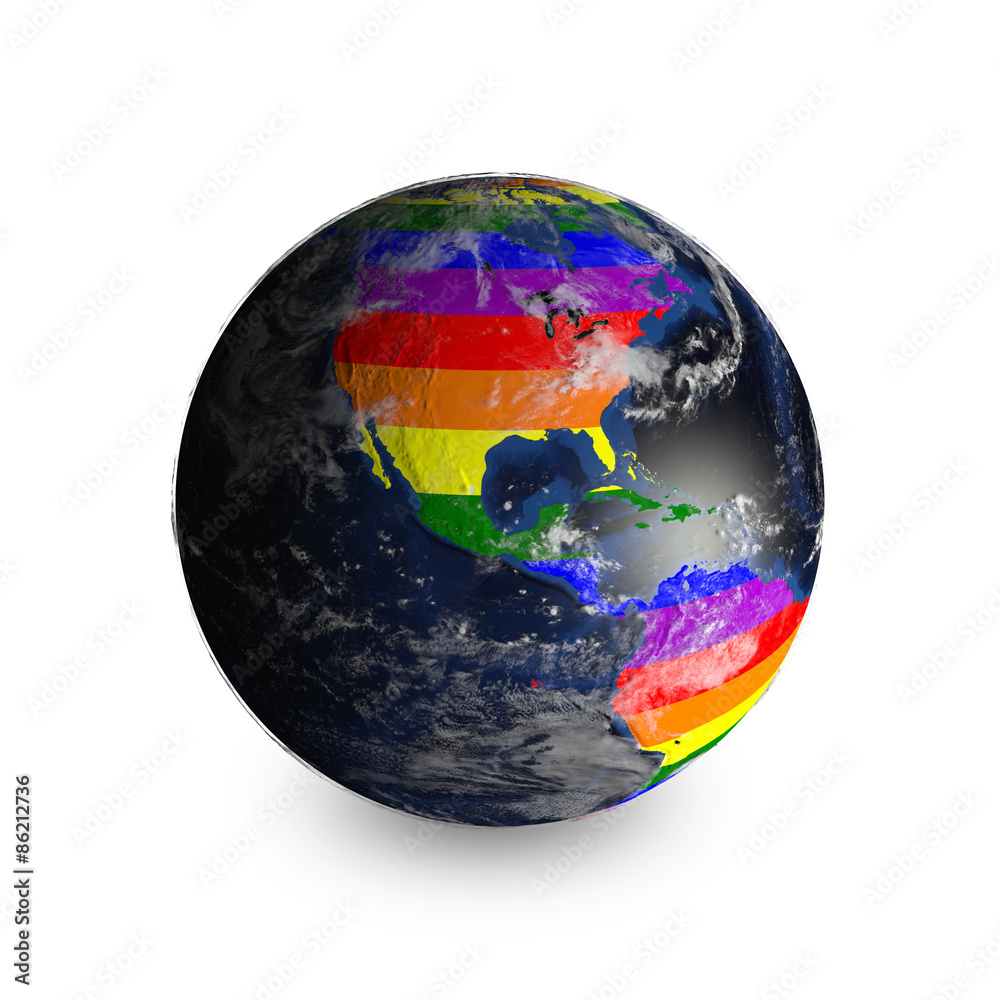 LGBT earth on white background. Continents colored in lgbt colors ...