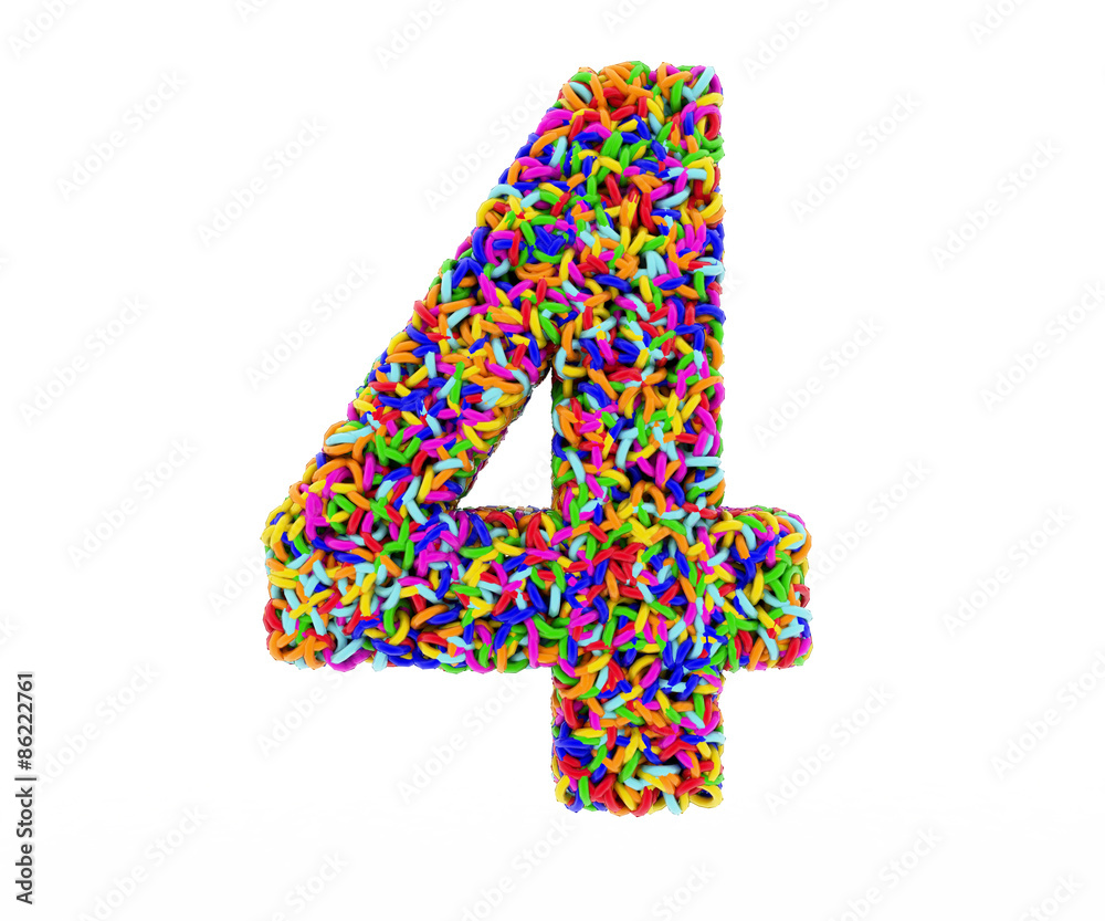 letter 4 composed of multi-colored rings Illustration Stock | Adobe Stock