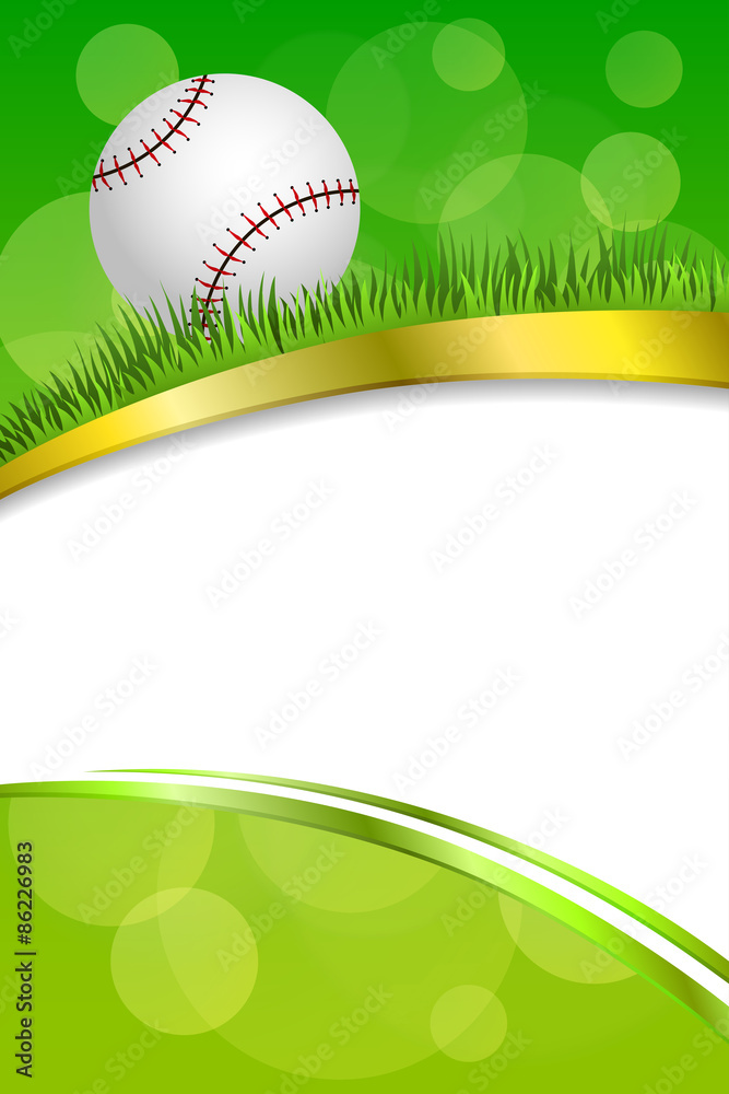 Background abstract green sport white baseball white ball gold frame ...