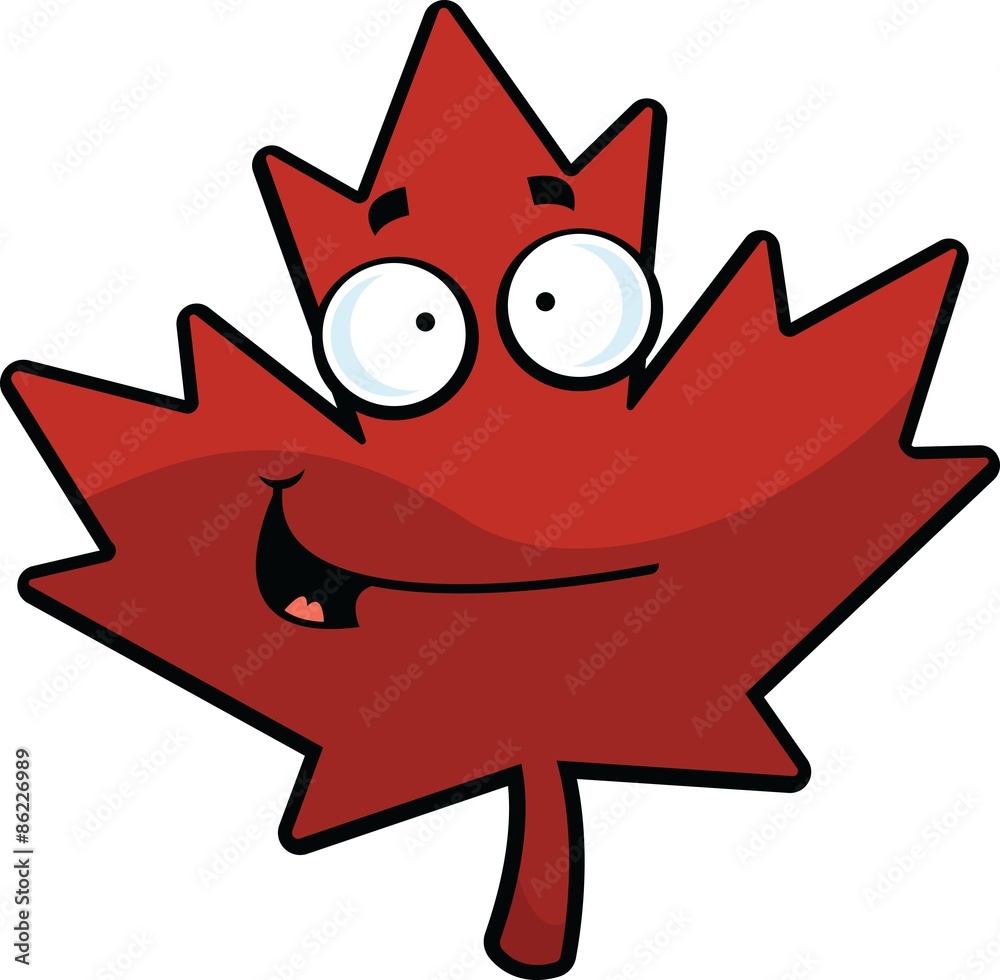 Cartoon Maple Leaf Happy Stock Vector | Adobe Stock