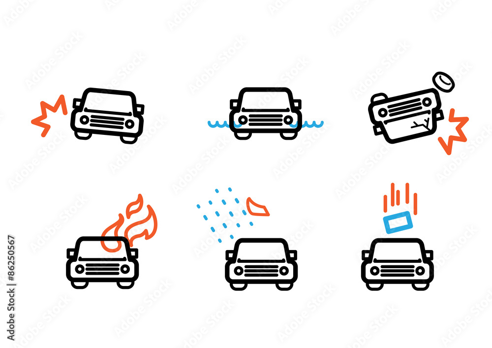 car accident insurance pictogram line icon vector Stock Vector | Adobe ...