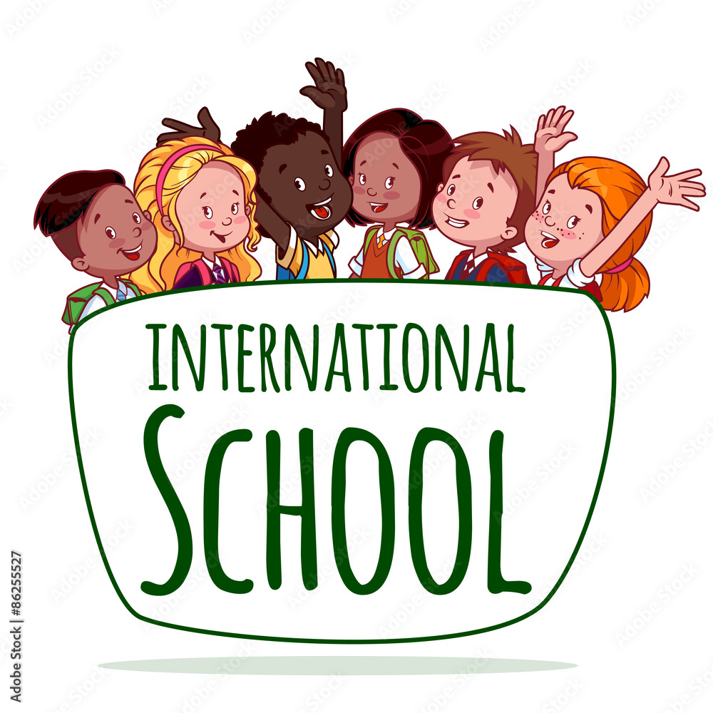 International School. Template logo. Vector Illustration on a Wh Stock ...