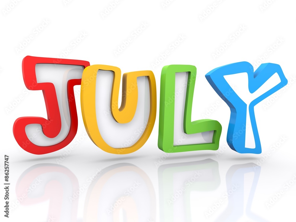 July - calendar month - 3D colored letters Stock Illustration | Adobe Stock