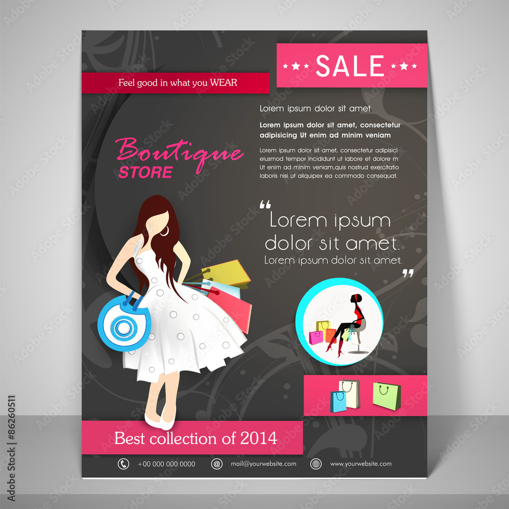 Stylish brochure, flyer and template for boutique. vector de Stock ...