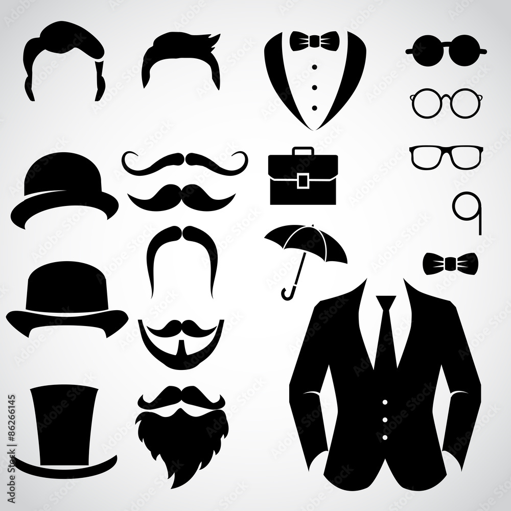 Gentleman icon set. Vector art. Stock Vector | Adobe Stock