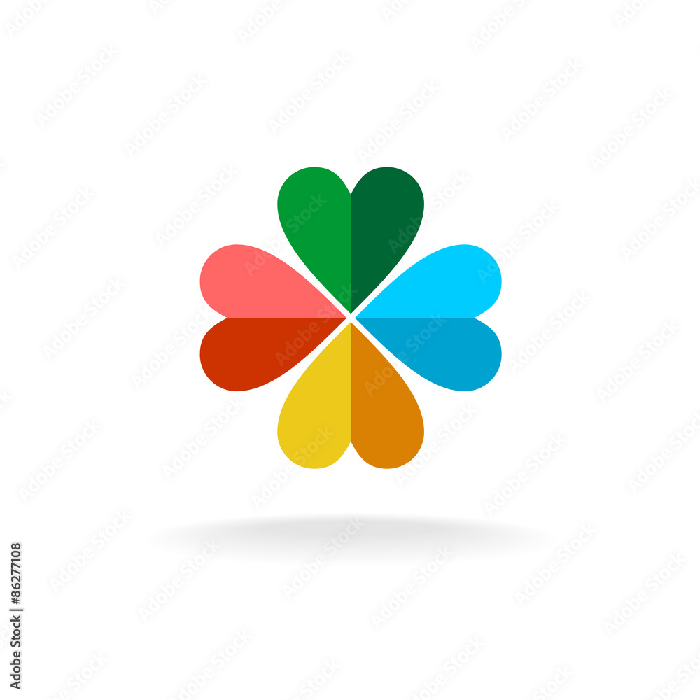 Four leaves colorful clover logo Stock Vector | Adobe Stock