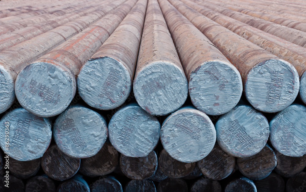 The steel billet in factory warehouse Stock Photo | Adobe Stock