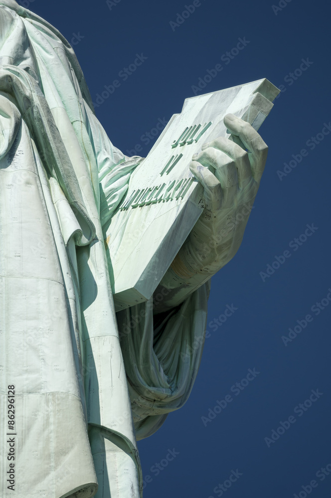 July 4, 1776 Independence Day tablet held by the Statue of Liberty ...