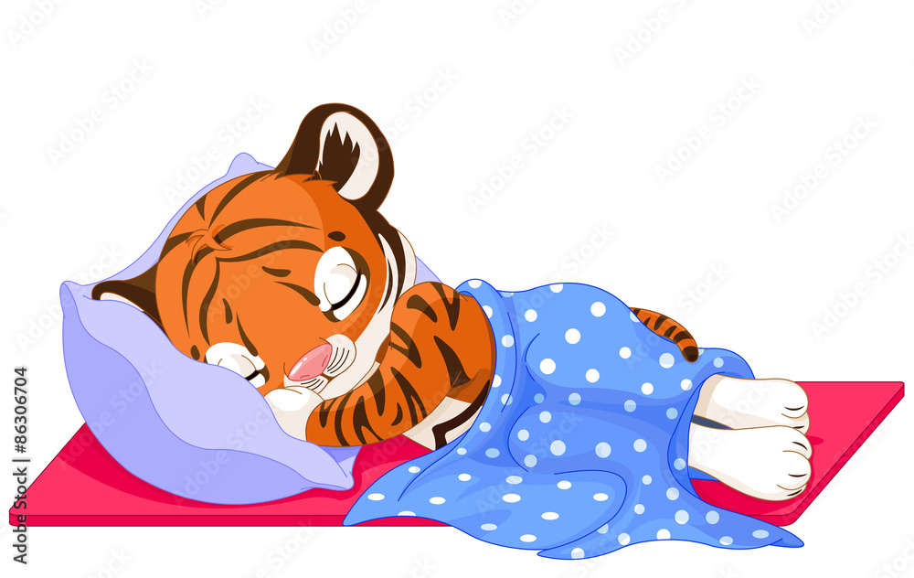 Cute Tiger Sleeping Stock Vector | Adobe Stock