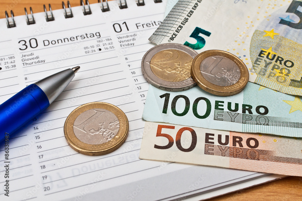 Kalender - Zahltag Lohn und Gehalt Stock-Foto | Adobe Stock