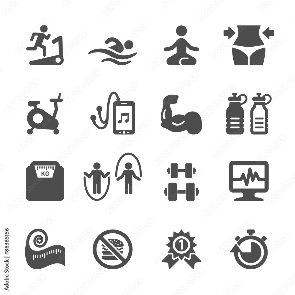 fitness icon set, vector eps10 Stock Vector | Adobe Stock