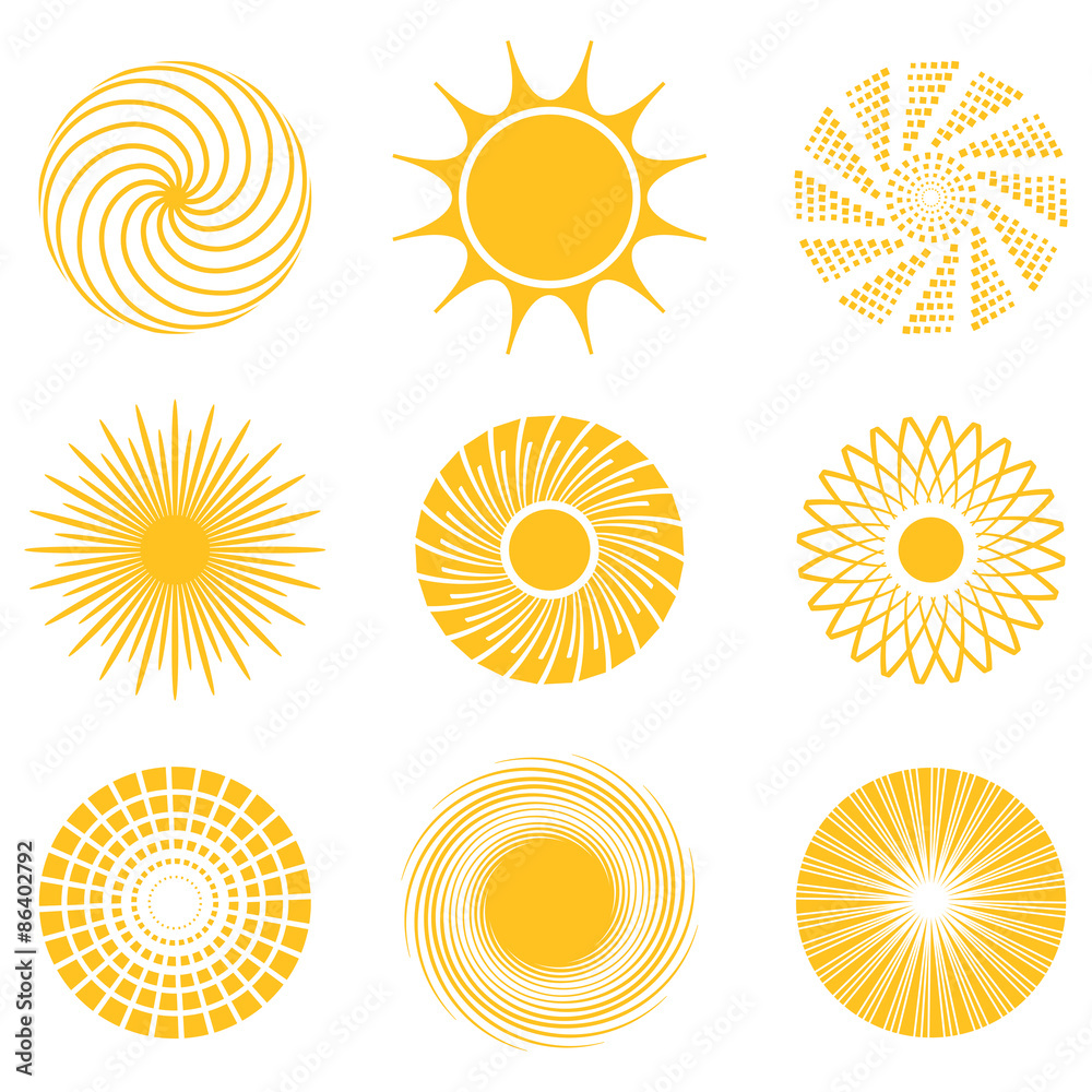 Sun icon set. Abstract and unusual sun icons. Vector illustration ...
