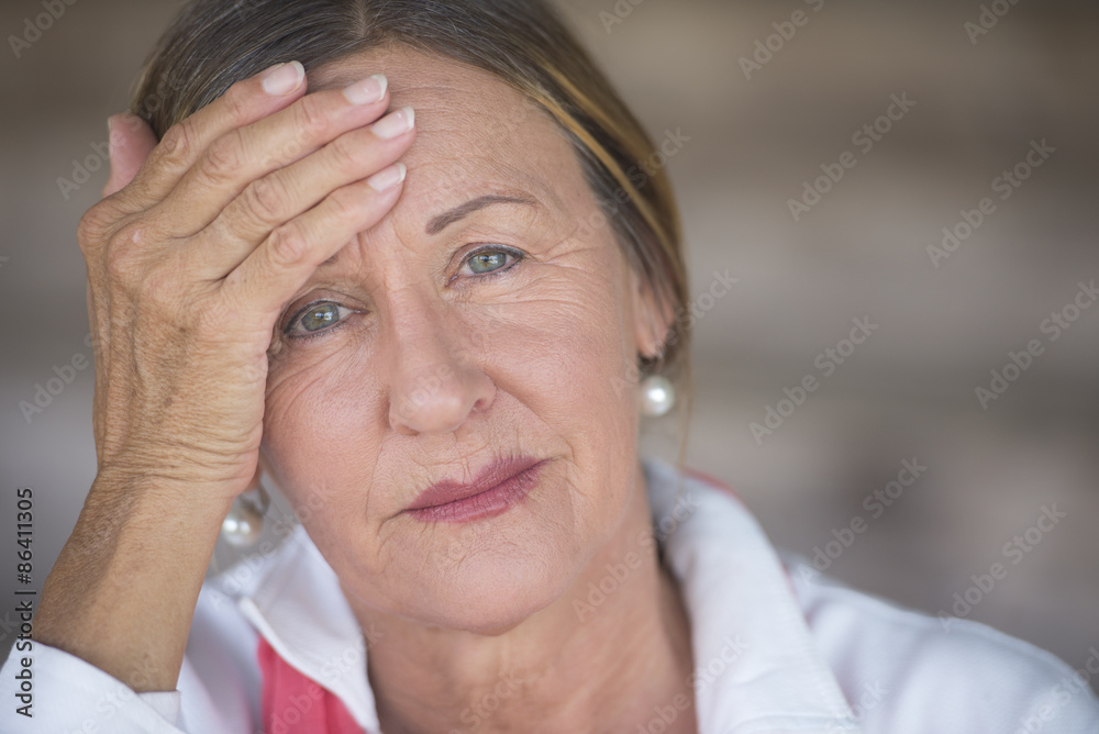 Woman with migraine headache portrait Stock Photo | Adobe Stock