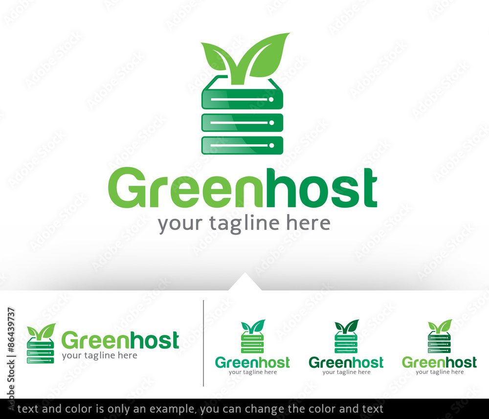 Green Hosting Logo Design Template Stock Vector | Adobe Stock