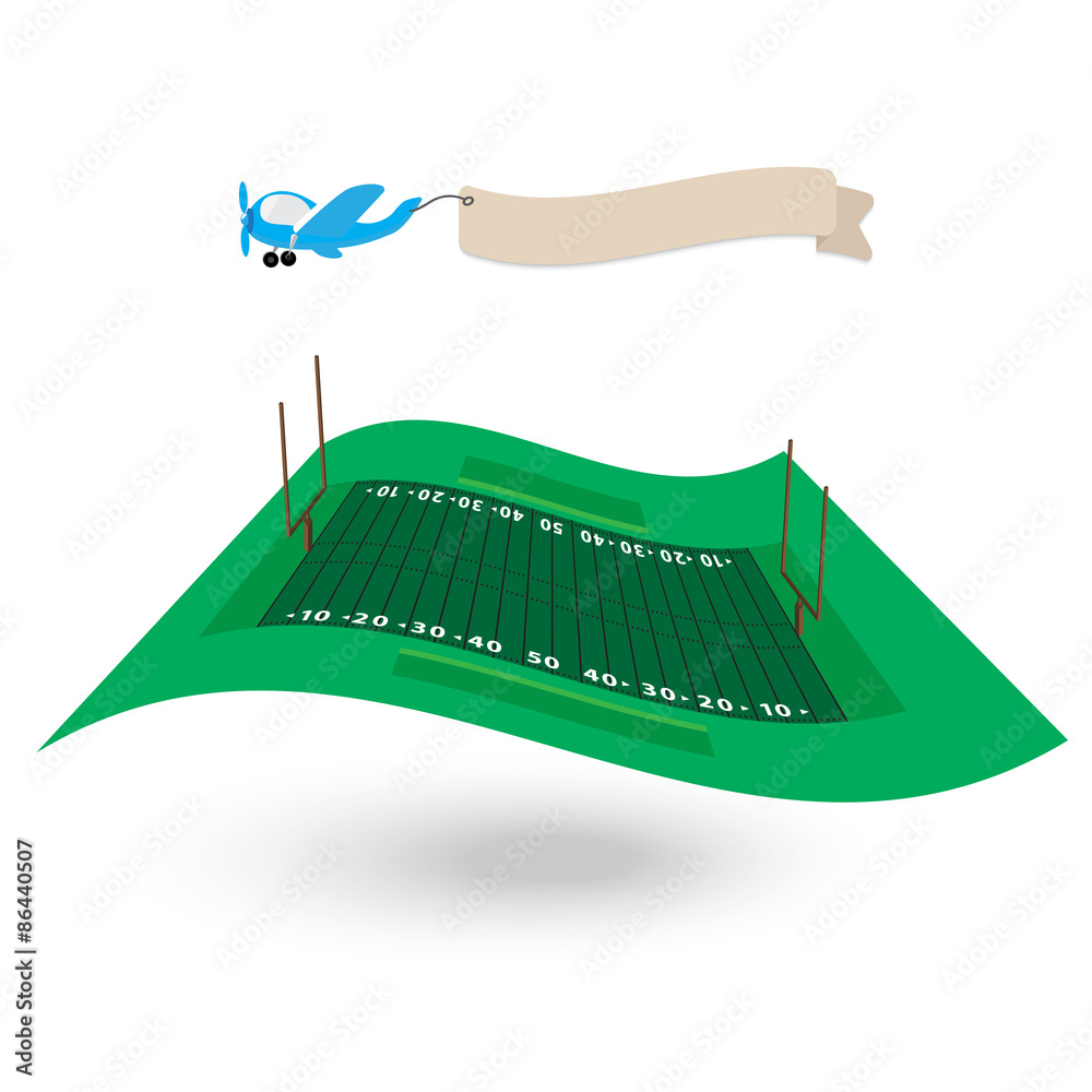 amerian football field flying flag design on white background Stock ...