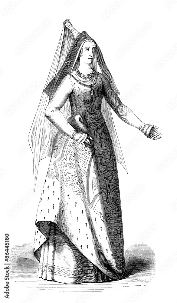 Medieval Lady - end 15th century Stock Illustration | Adobe Stock