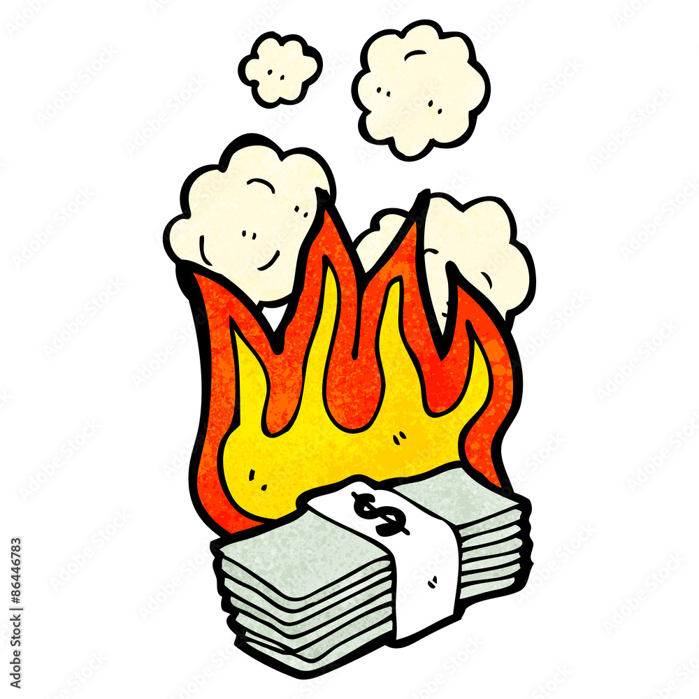 cartoon burning money Stock Vector | Adobe Stock