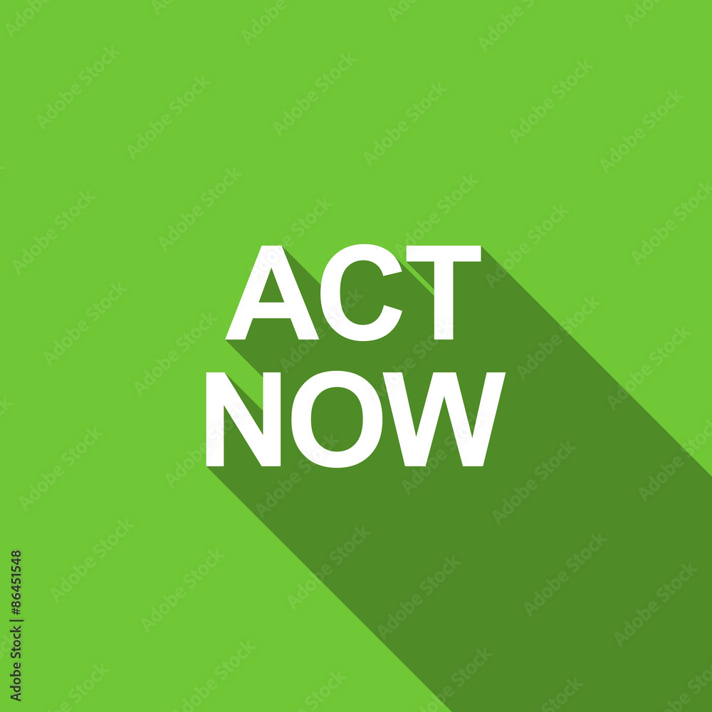 act now flat icon Stock Illustration | Adobe Stock
