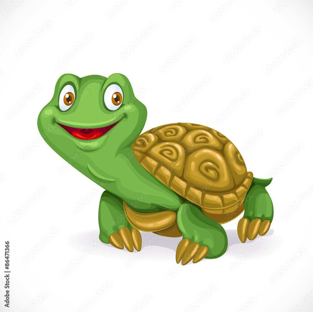 Cute little cartoon turtle isolated on white background Stock Vector ...