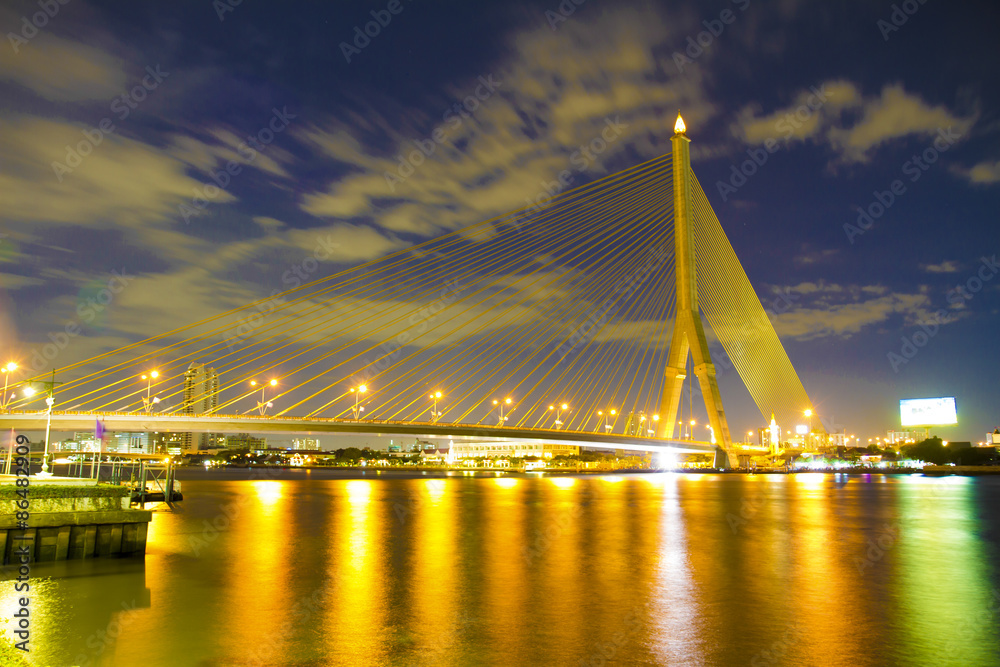 soft night thailand Rama 8 Bridge in twilight scene Stock Photo | Adobe ...