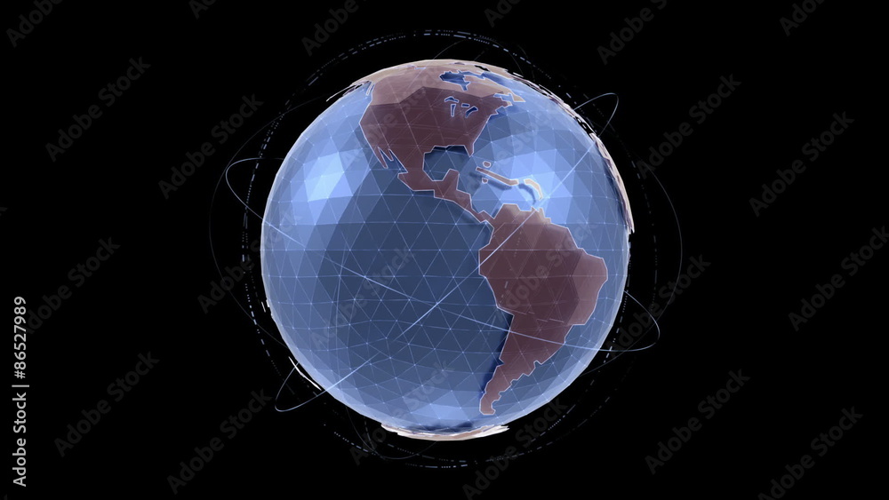 A CG model of a globe animated in the style of a hologram for ...