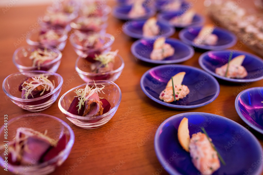 catering services background with snacks on guests table in rest Stock ...