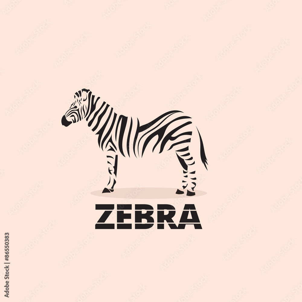 Artistic stylized zebra icon. Silhouette wild animals. Creative art ...