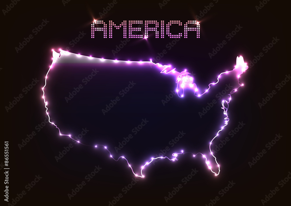 Abstract design light america map over dark background.vector il Stock ...