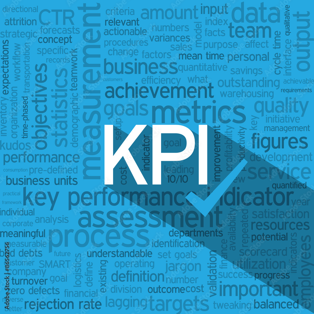 KEY PERFORMANCE INDICATORS (KPI) Tag Cloud with Tick vector de Stock ...