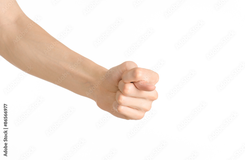 Hand gestures theme: the human hand shows gestures isolated on white ...