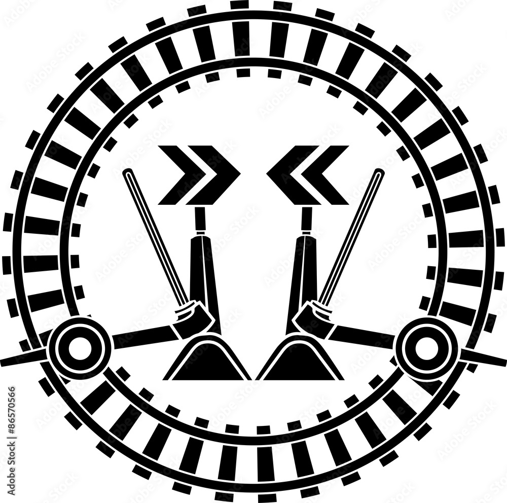 Switch arrows railway in round frame. stencil Stock Vector | Adobe Stock