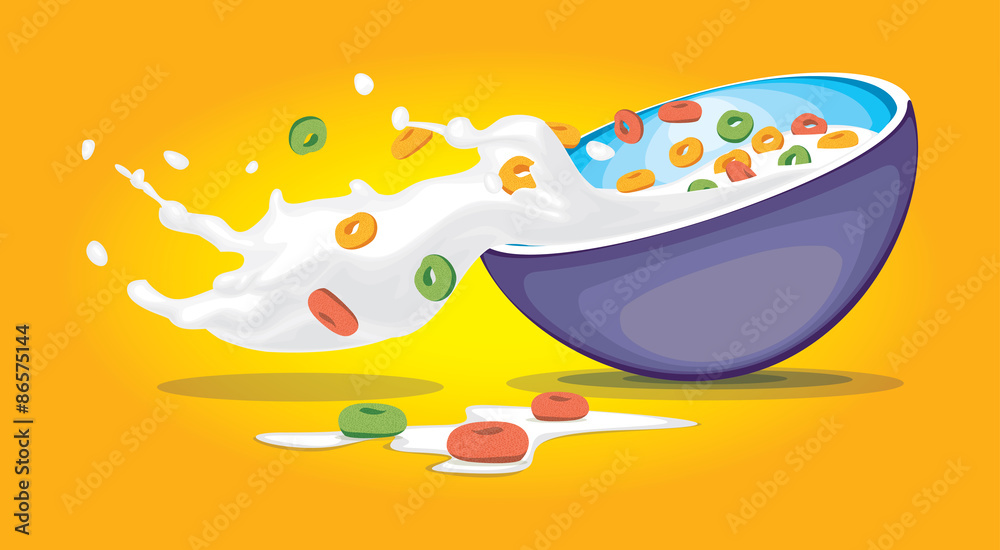 Cereal Bowl With Milk Splashing