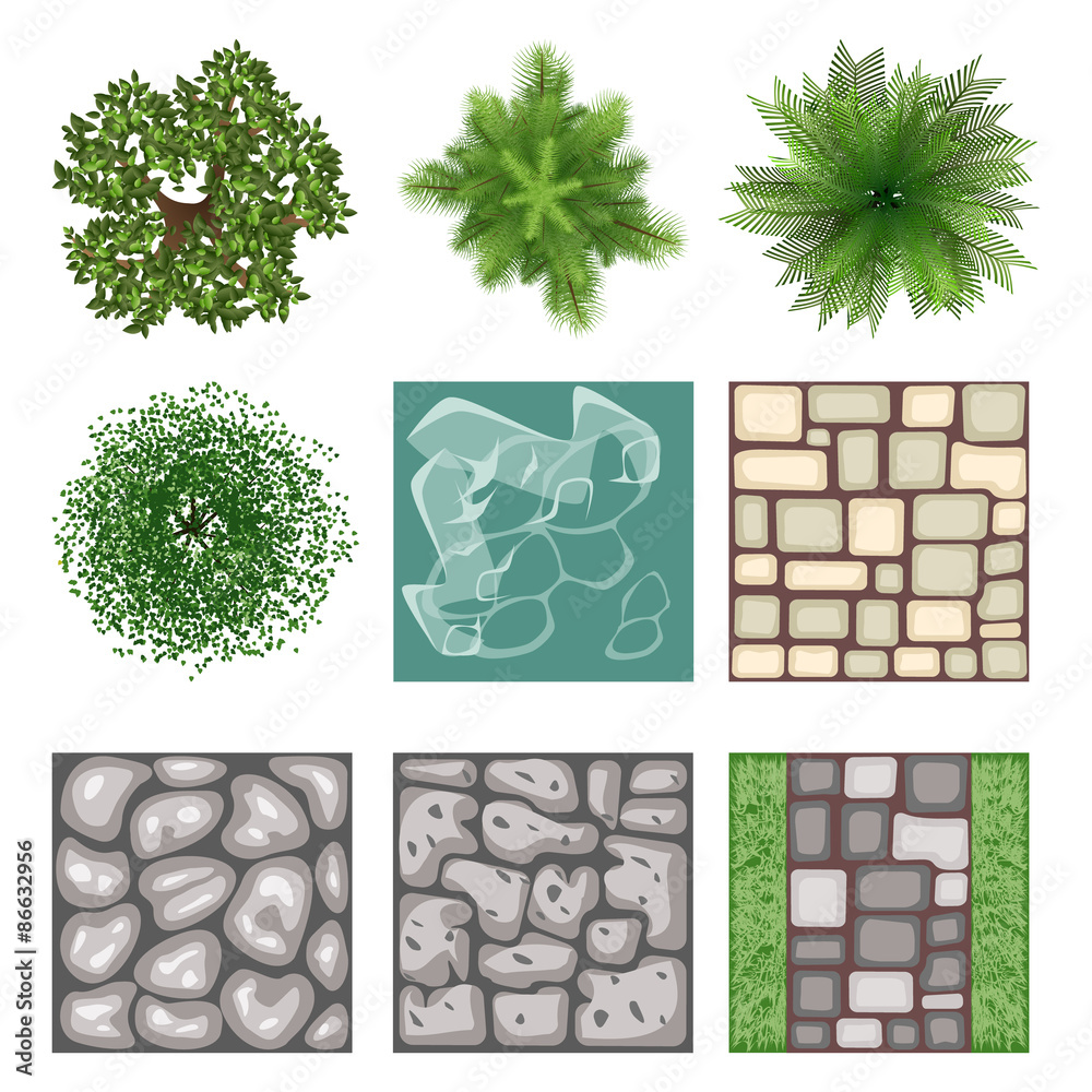 Landscape design top view vector elements Stock Vector | Adobe Stock