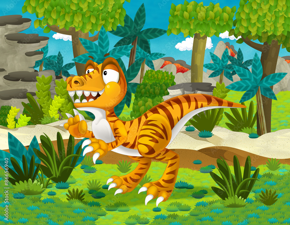 Cartoon raptor - illustration for the children ilustração do Stock ...