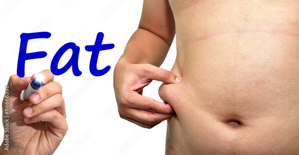 Fat word cloud.Fat man checking out his weight isolated on white Stock ...