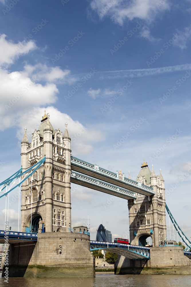 Photo & Art Print Tower Bridge London England side view with financial ...