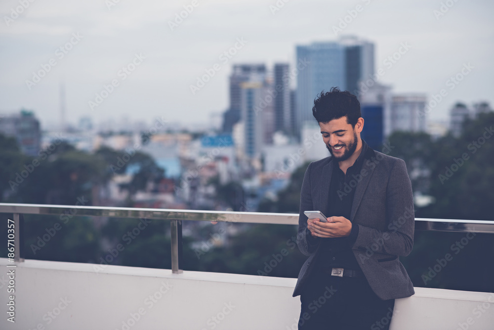 Reading text message Stock Photo | Adobe Stock