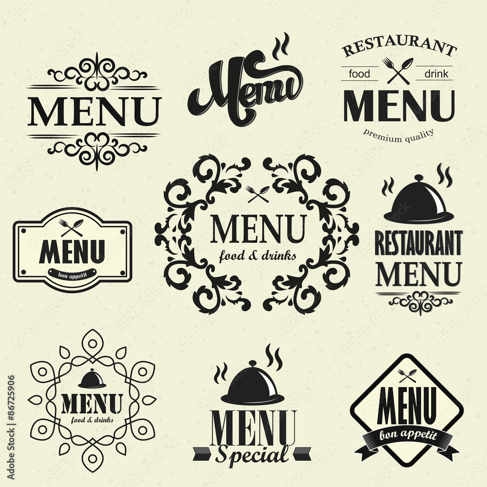 Vintage restaurant, menu, bistro vector logotypes set. Stock Vector ...