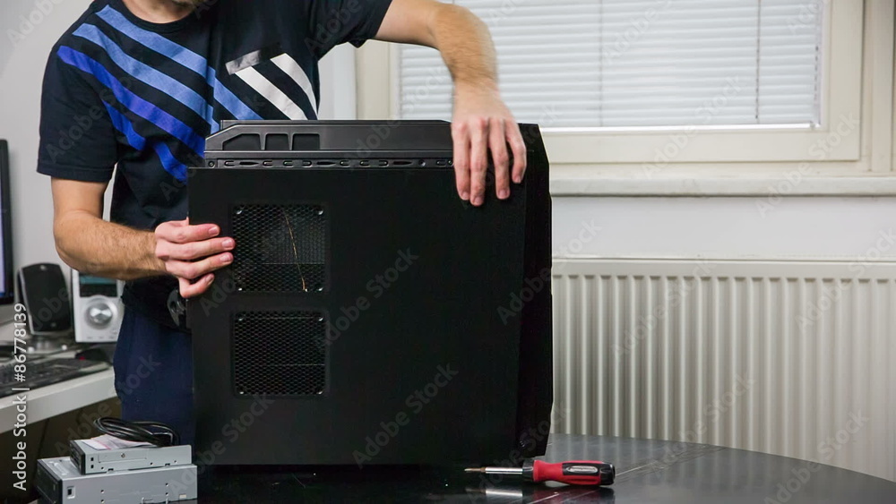 Removing side cover of computer housing Stock Video | Adobe Stock
