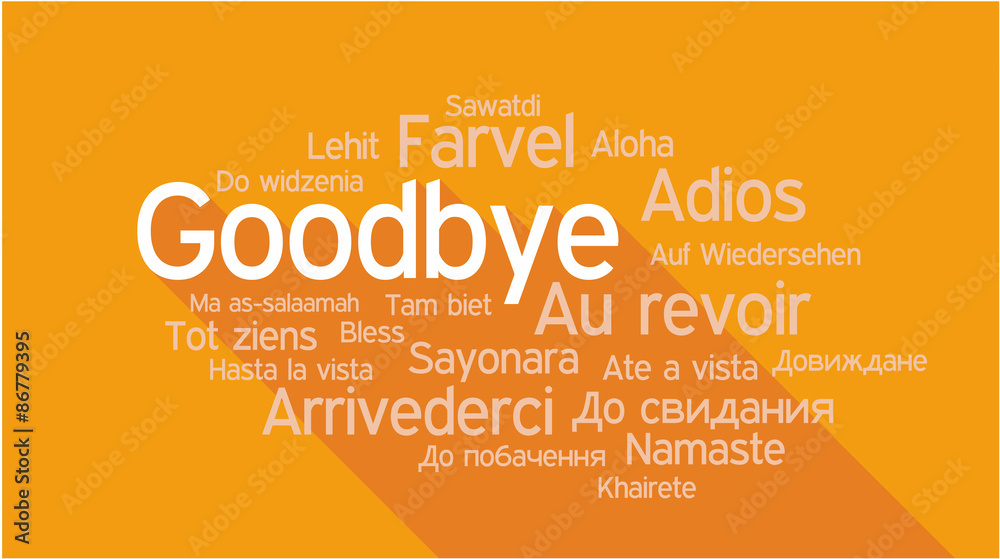 GOODBYE in different languages, word tag cloud Stock Vector | Adobe Stock